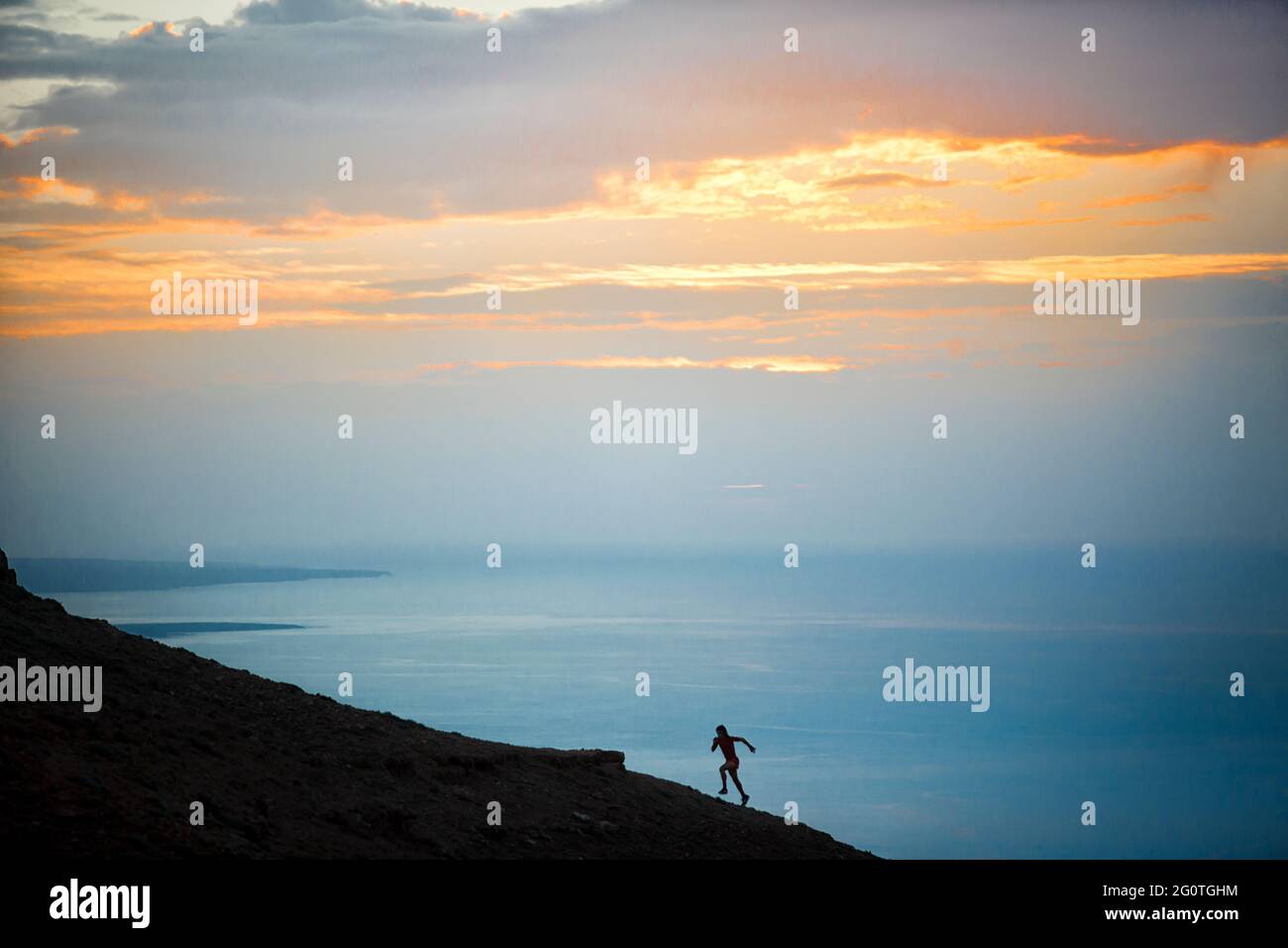 Trail runner running at the Mirador del Rio (Lanzarote Stock Photo - Alamy