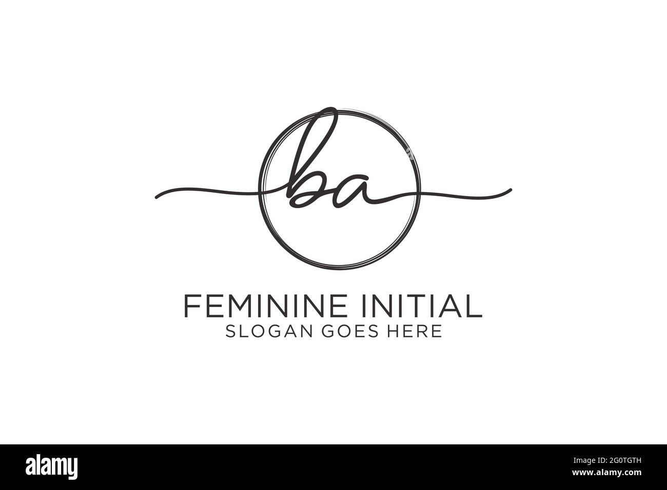 BA handwriting logo with circle template vector logo of initial ...