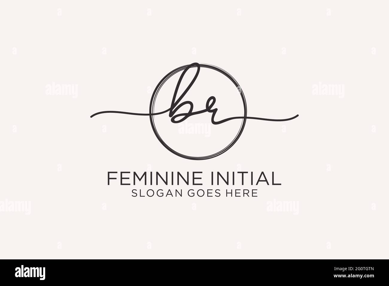 BR handwriting logo with circle template vector logo of initial ...