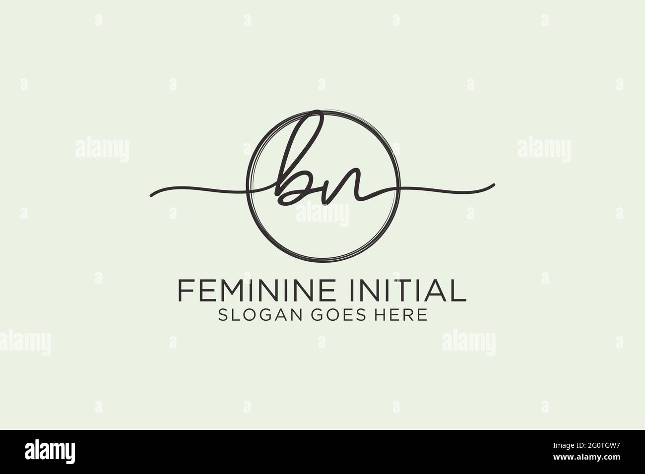 BN handwriting logo with circle template vector logo of initial ...