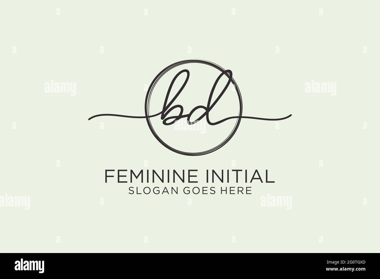 BD handwriting logo with circle template vector logo of initial ...