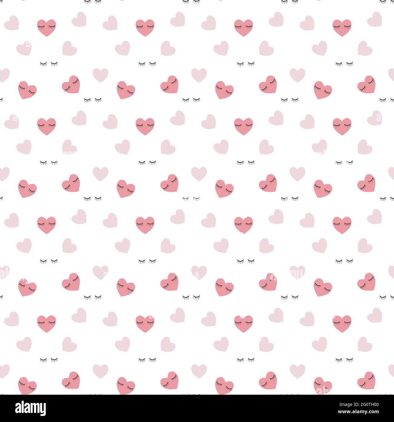 Cute little hearts in seamless pattern. Small heart shapes in different ...
