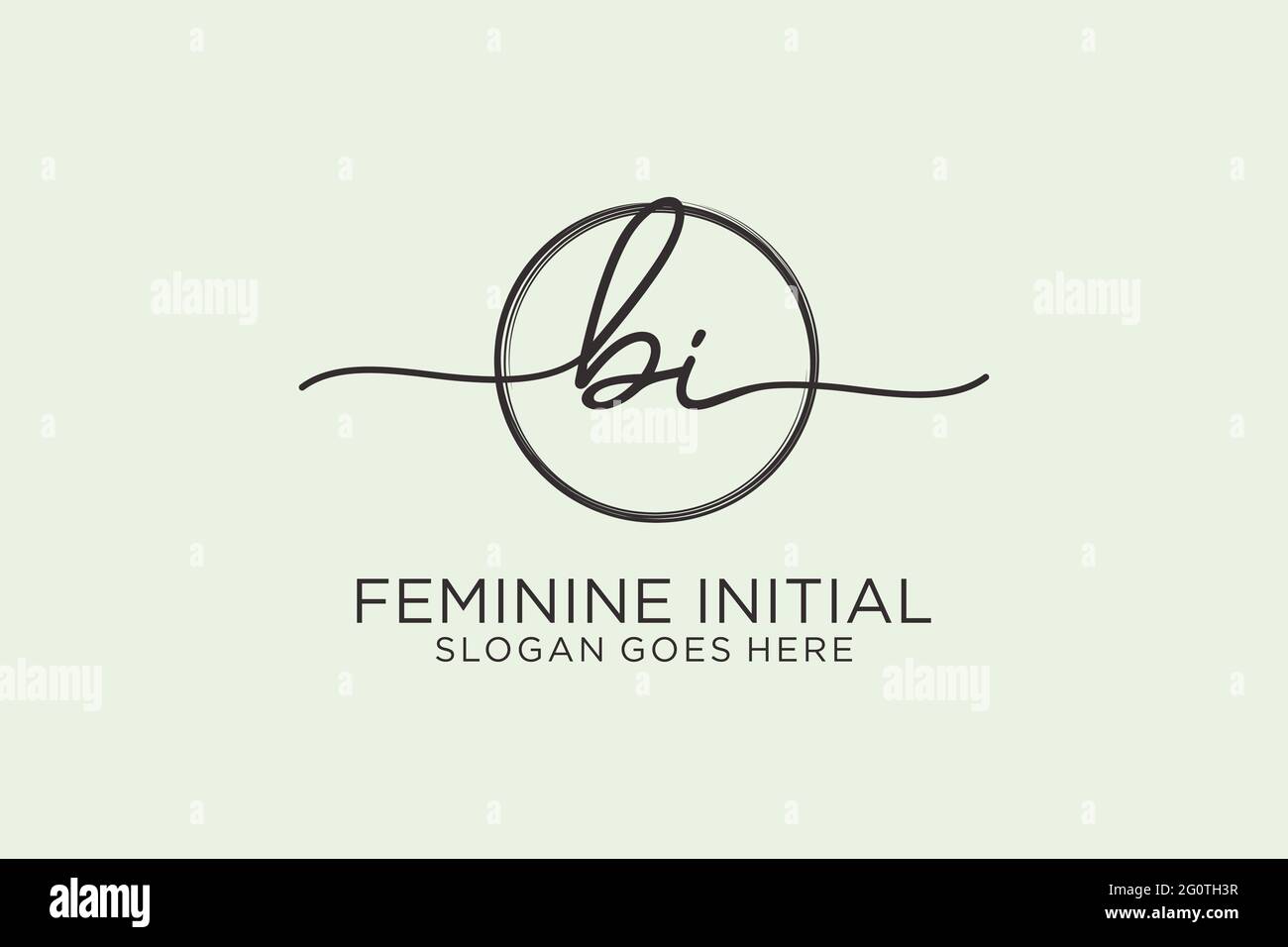 BI handwriting logo with circle template vector logo of initial ...