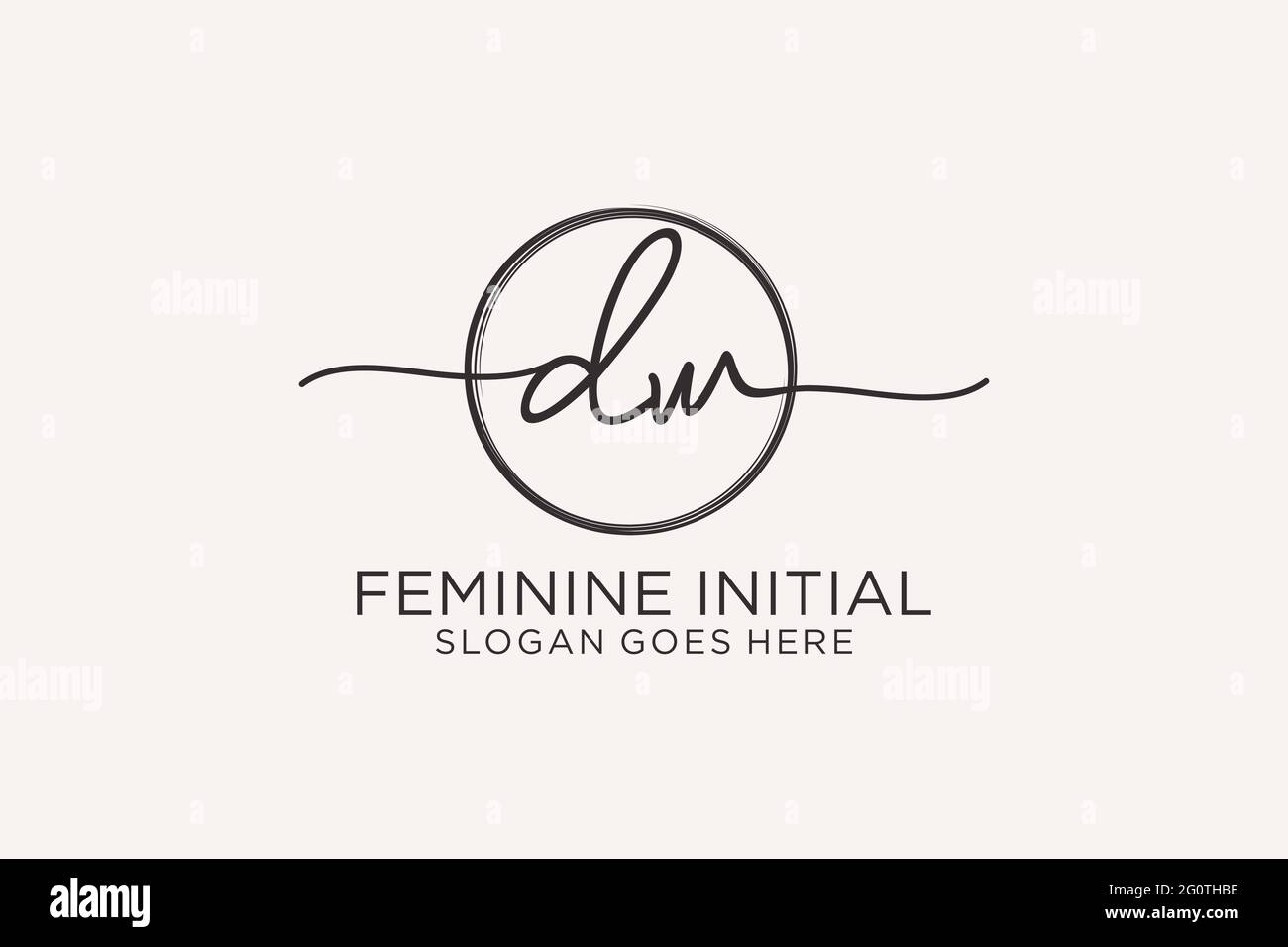 DW handwriting logo with circle template vector logo of initial ...