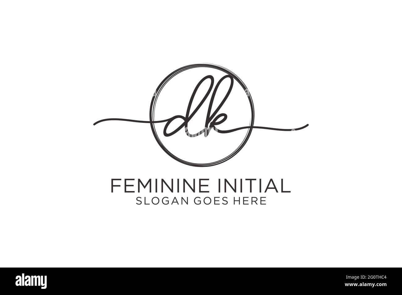 DK handwriting logo with circle template vector logo of initial ...