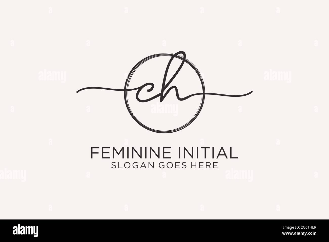 CH handwriting logo with circle template vector logo of initial ...