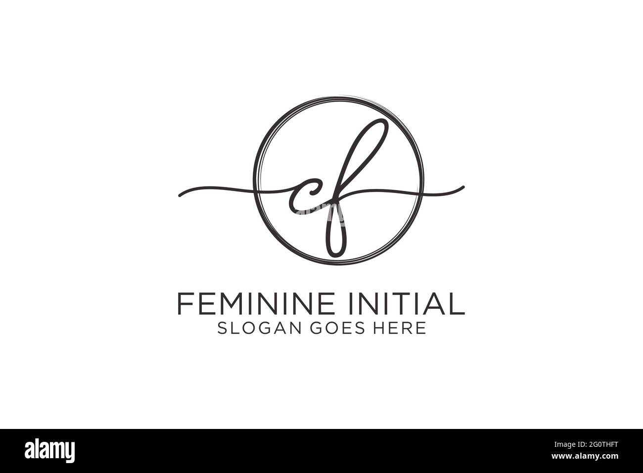 CF handwriting logo with circle template vector logo of initial ...
