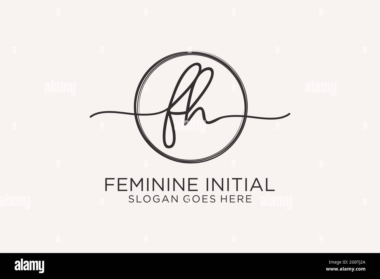 FH handwriting logo with circle template vector logo of initial ...