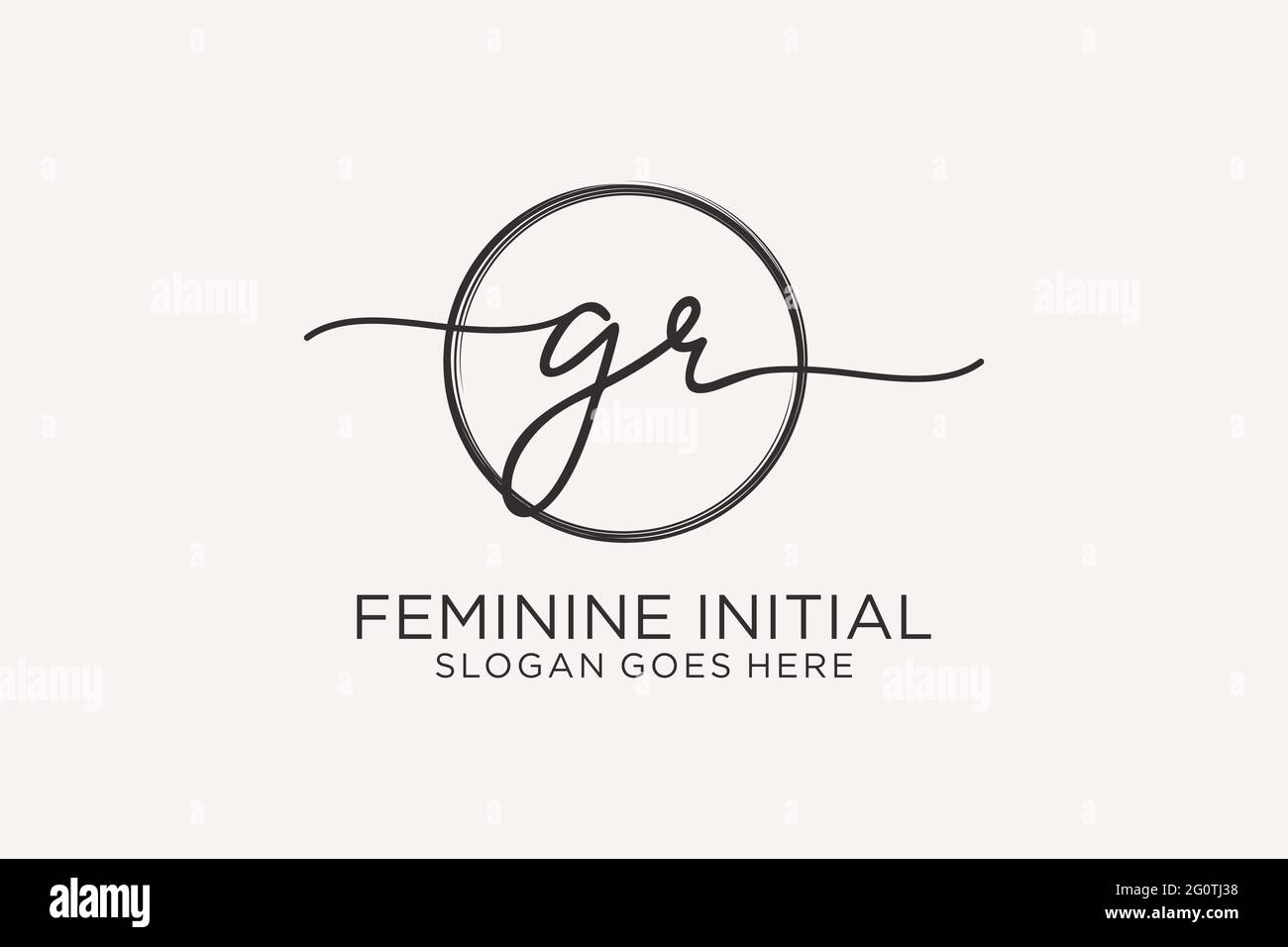 GR handwriting logo with circle template vector logo of initial ...