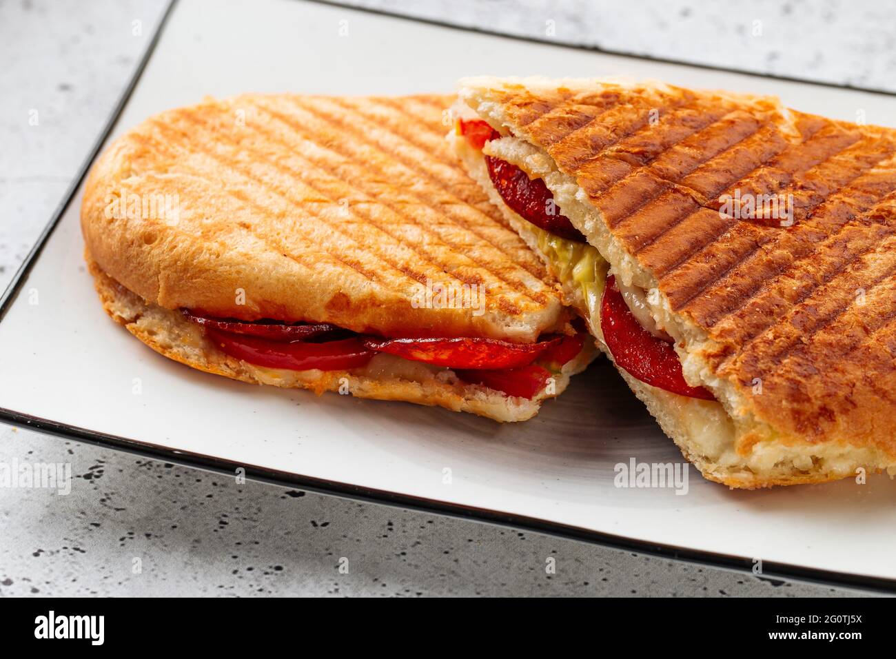 Salami and pepperoni sandwich hi-res stock photography and images - Alamy