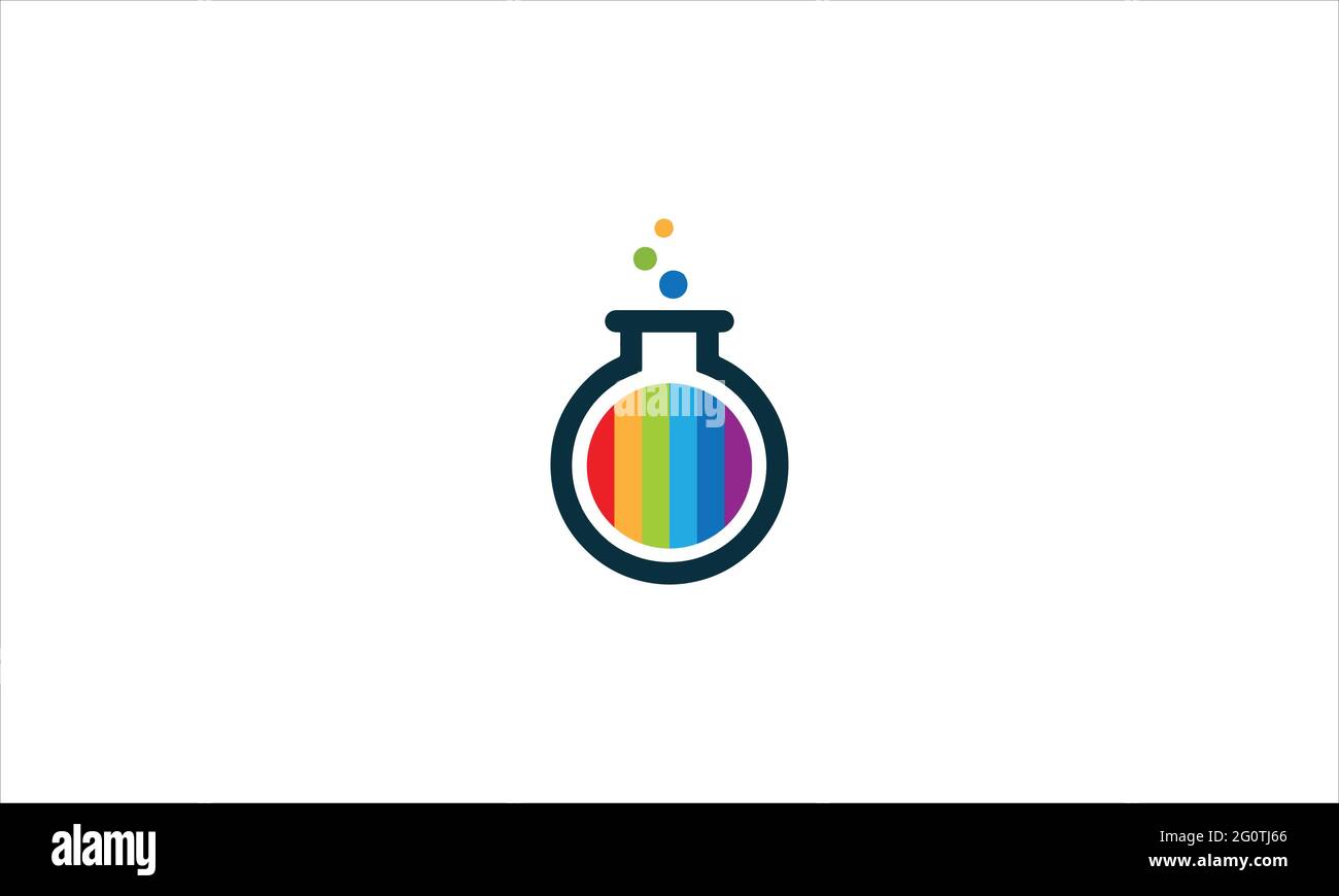 Lab Flask with colored solution bubbles icon Logo design Stock Vector ...