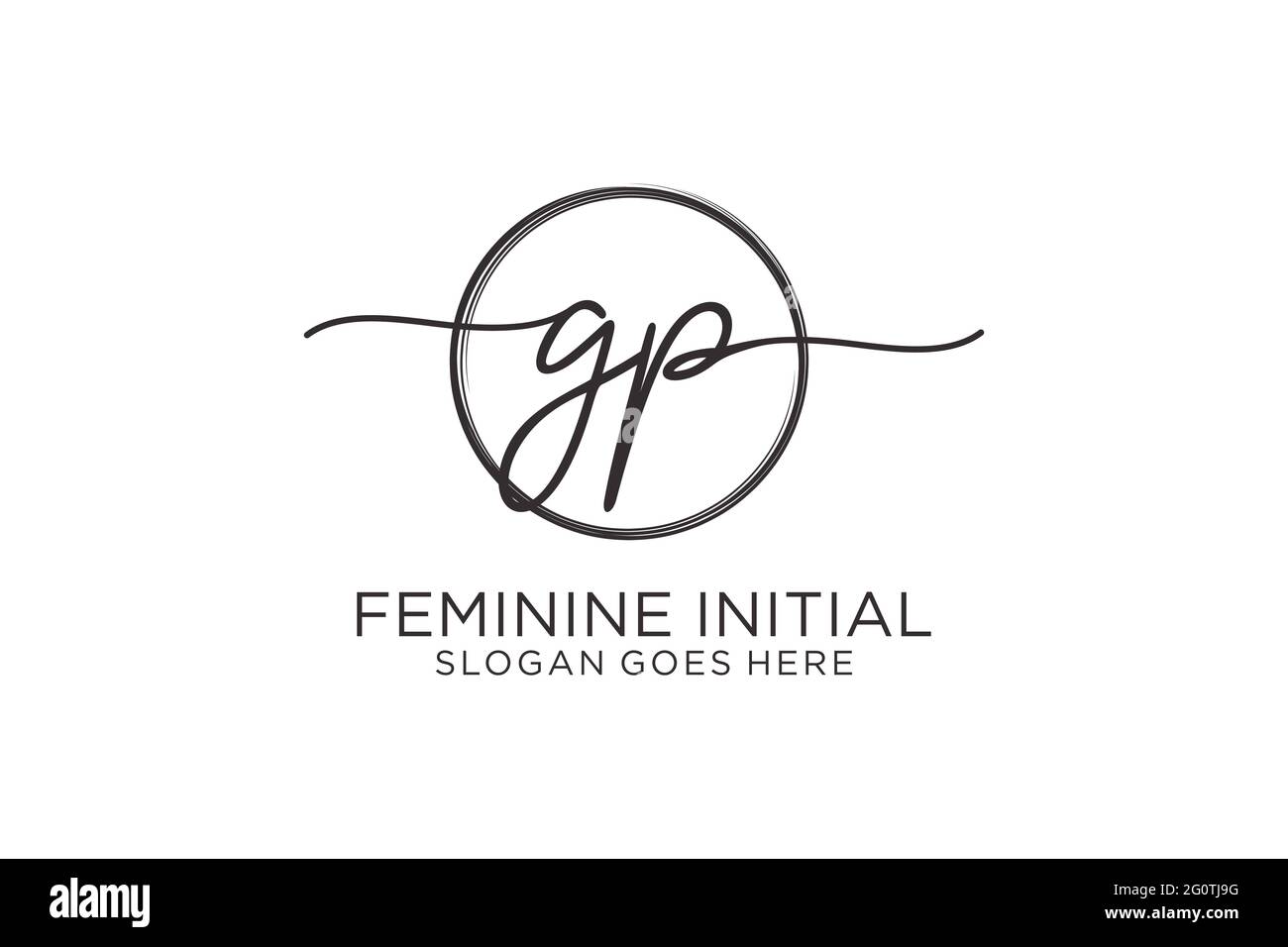 GP handwriting logo with circle template vector logo of initial ...
