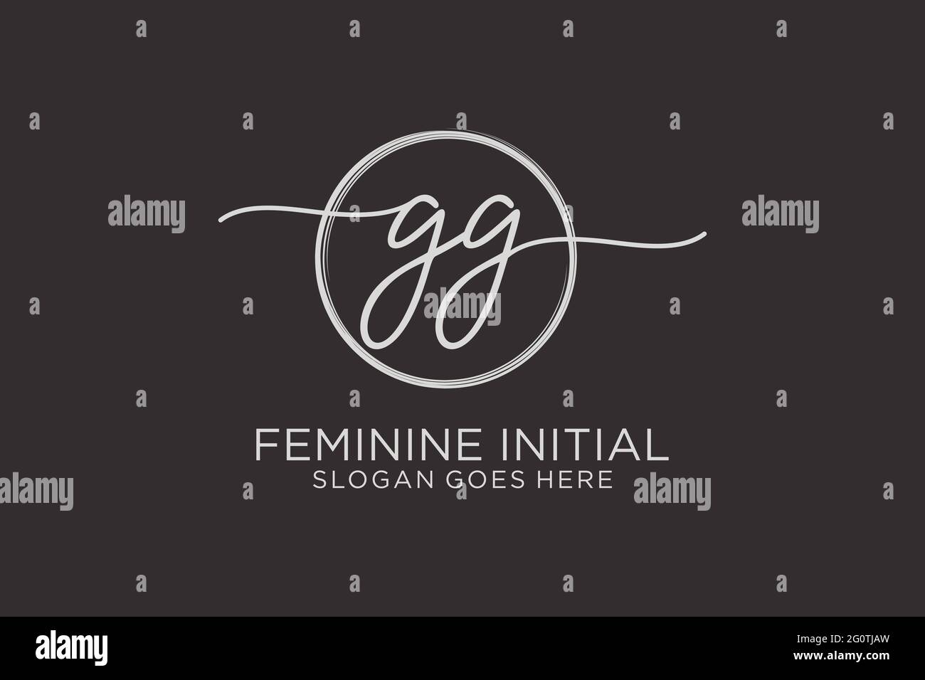 GG handwriting logo with circle template vector logo of initial ...