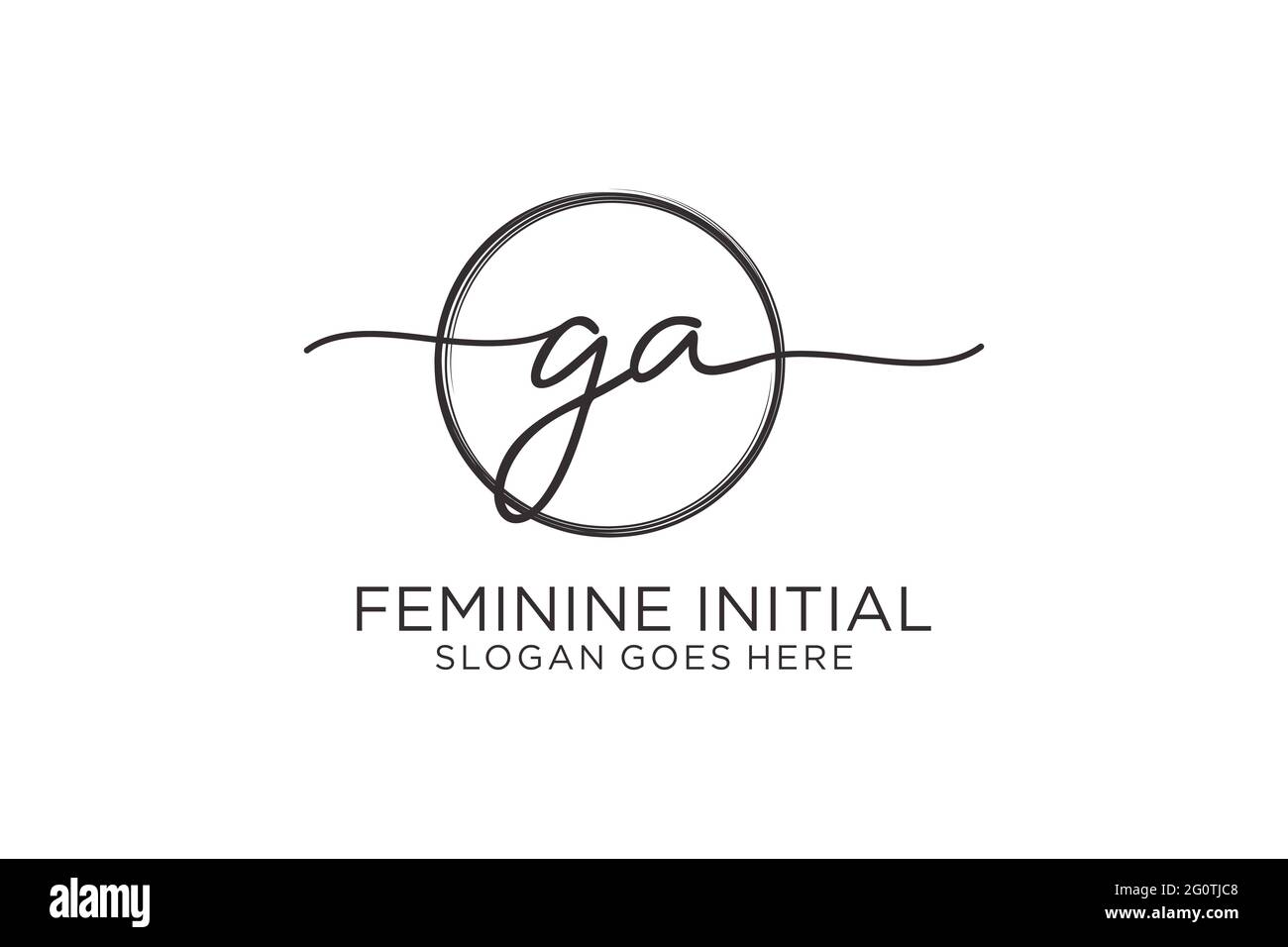 GA handwriting logo with circle template vector logo of initial ...