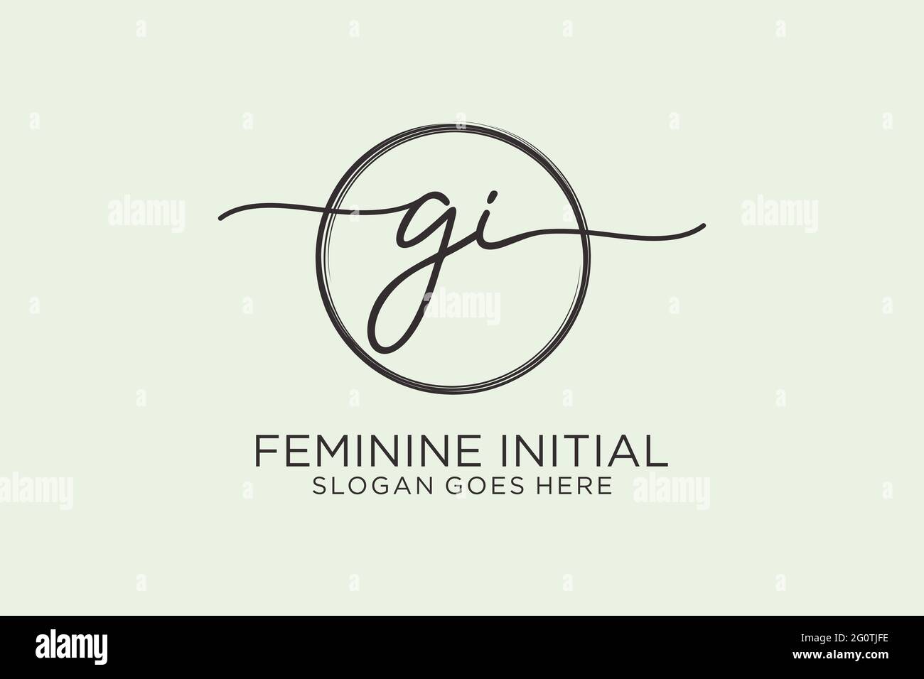 GI handwriting logo with circle template vector logo of initial ...