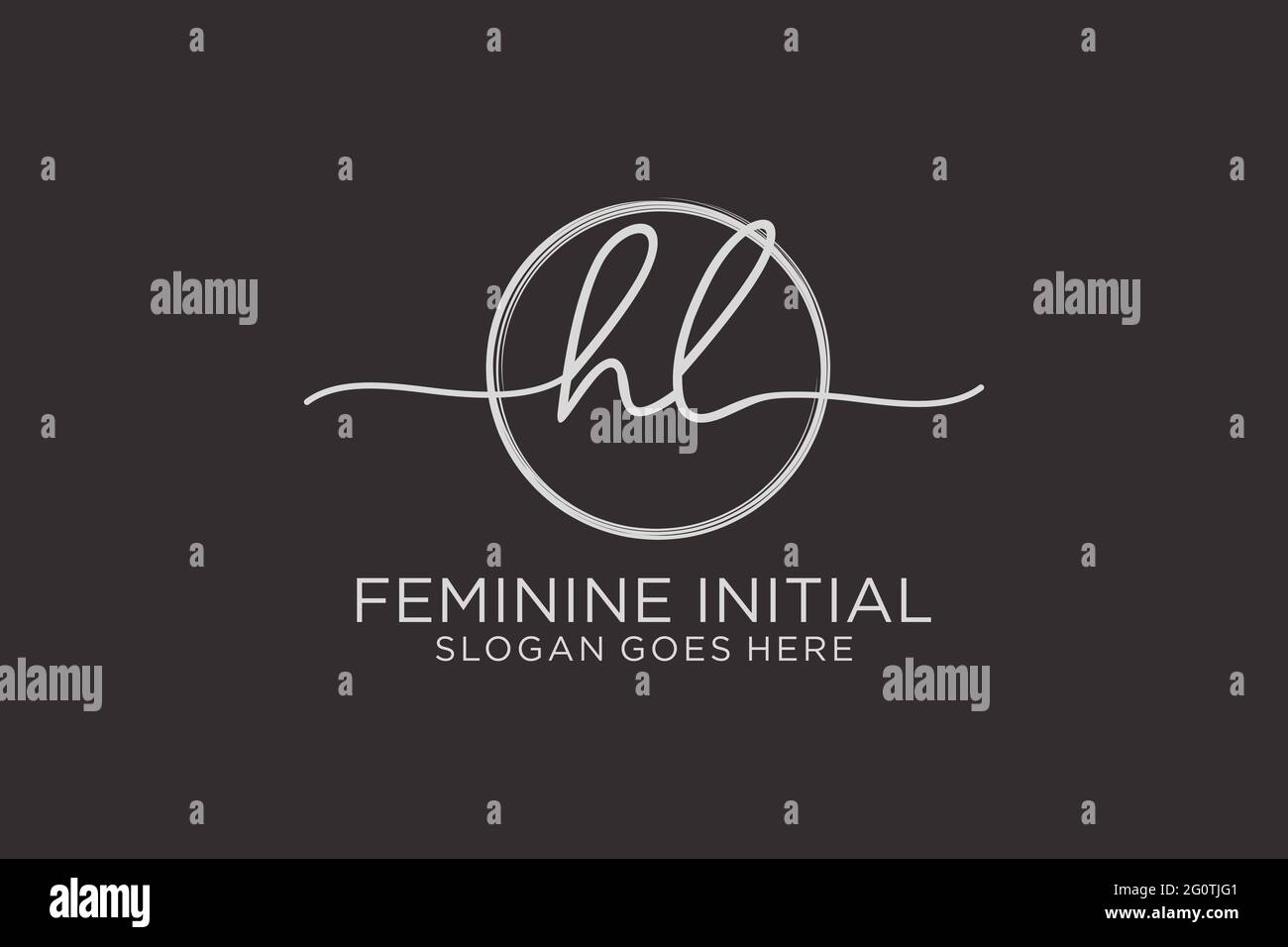 HL handwriting logo with circle template vector logo of initial ...
