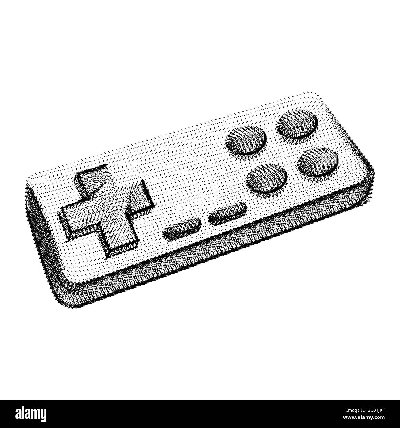 Joystick silhouette consisting of black dots and particles. 3D vector ...