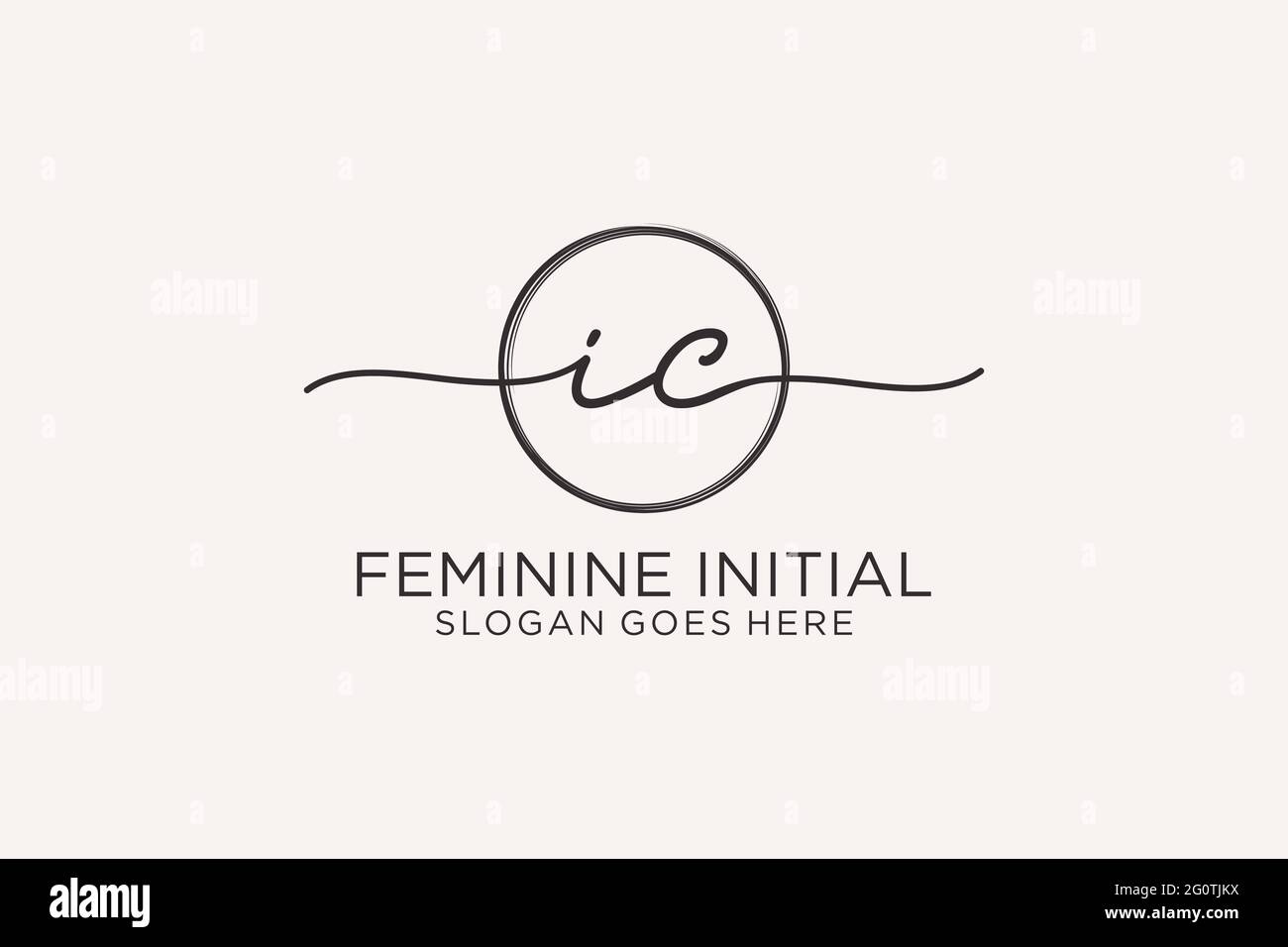 IC handwriting logo with circle template vector logo of initial ...