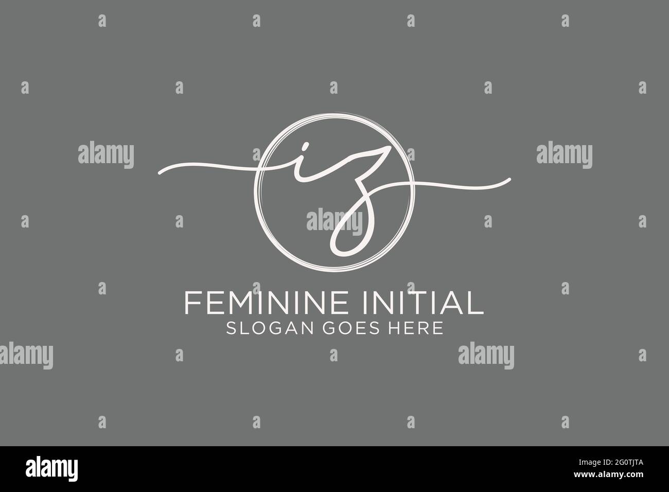 IZ handwriting logo with circle template vector logo of initial ...