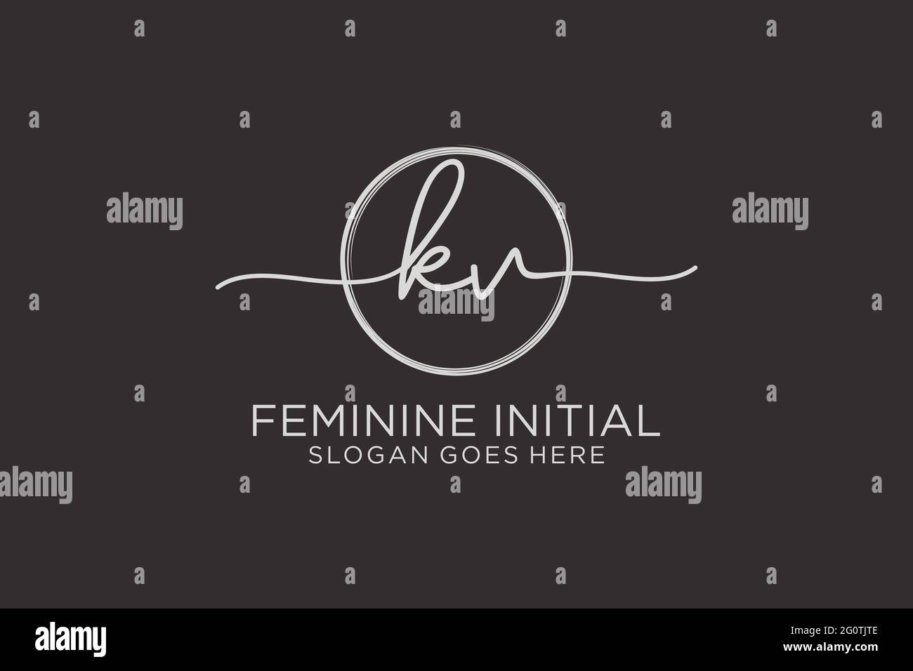 KV handwriting logo with circle template vector logo of initial ...