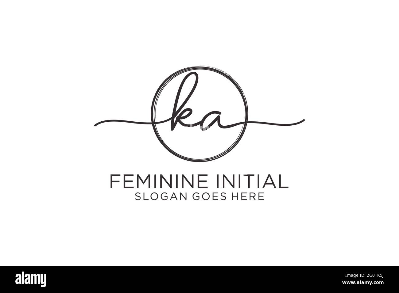 KA handwriting logo with circle template vector logo of initial ...
