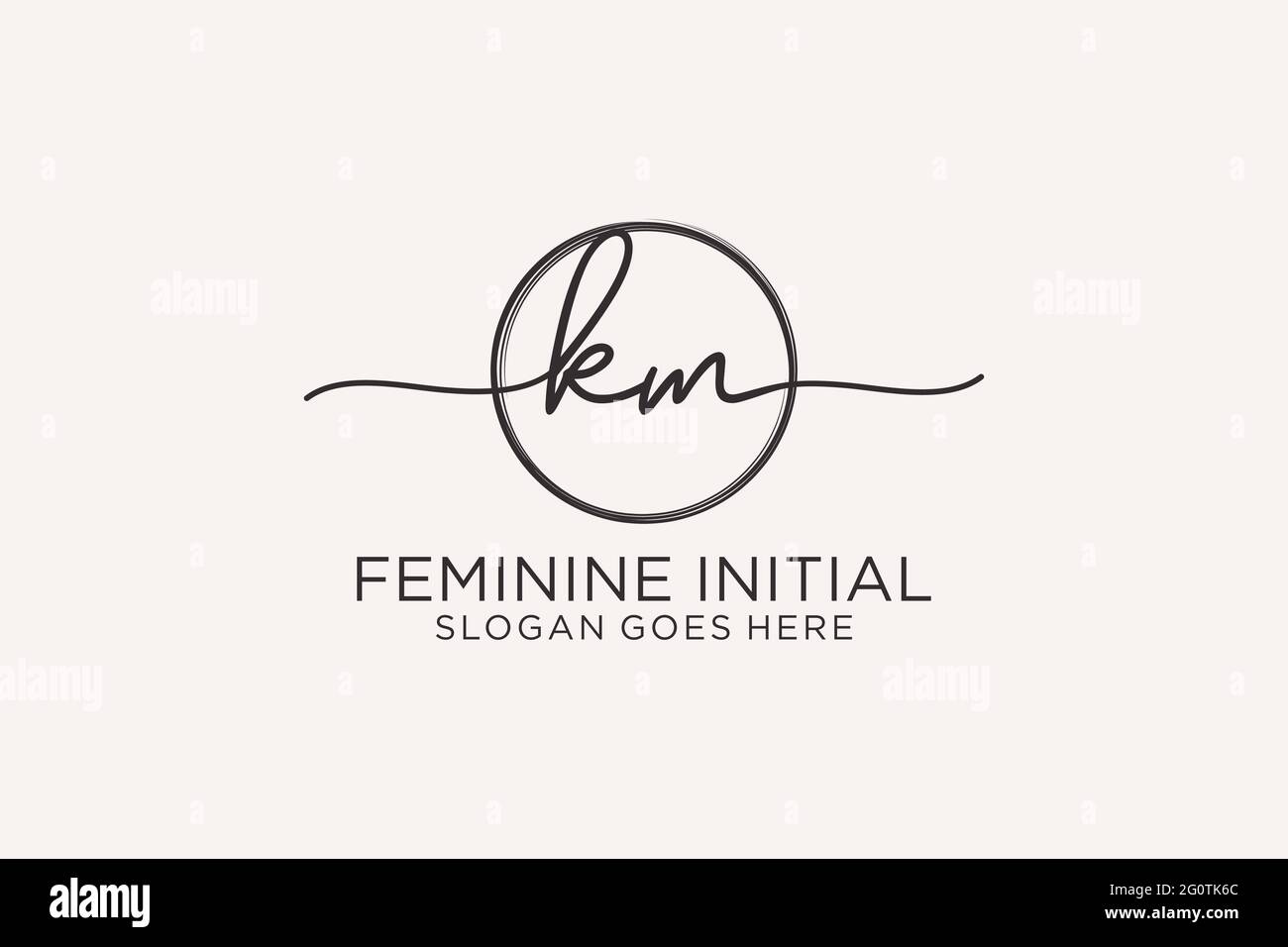 KM handwriting logo with circle template vector logo of initial ...