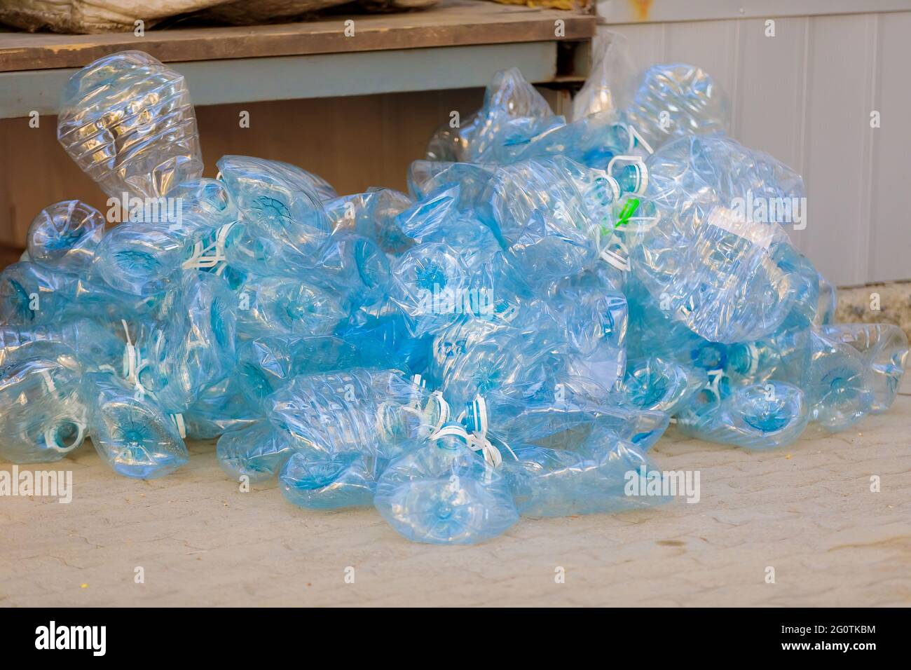 A pile of rubbish from unusable crumpled plastic bottles Stock Photo ...