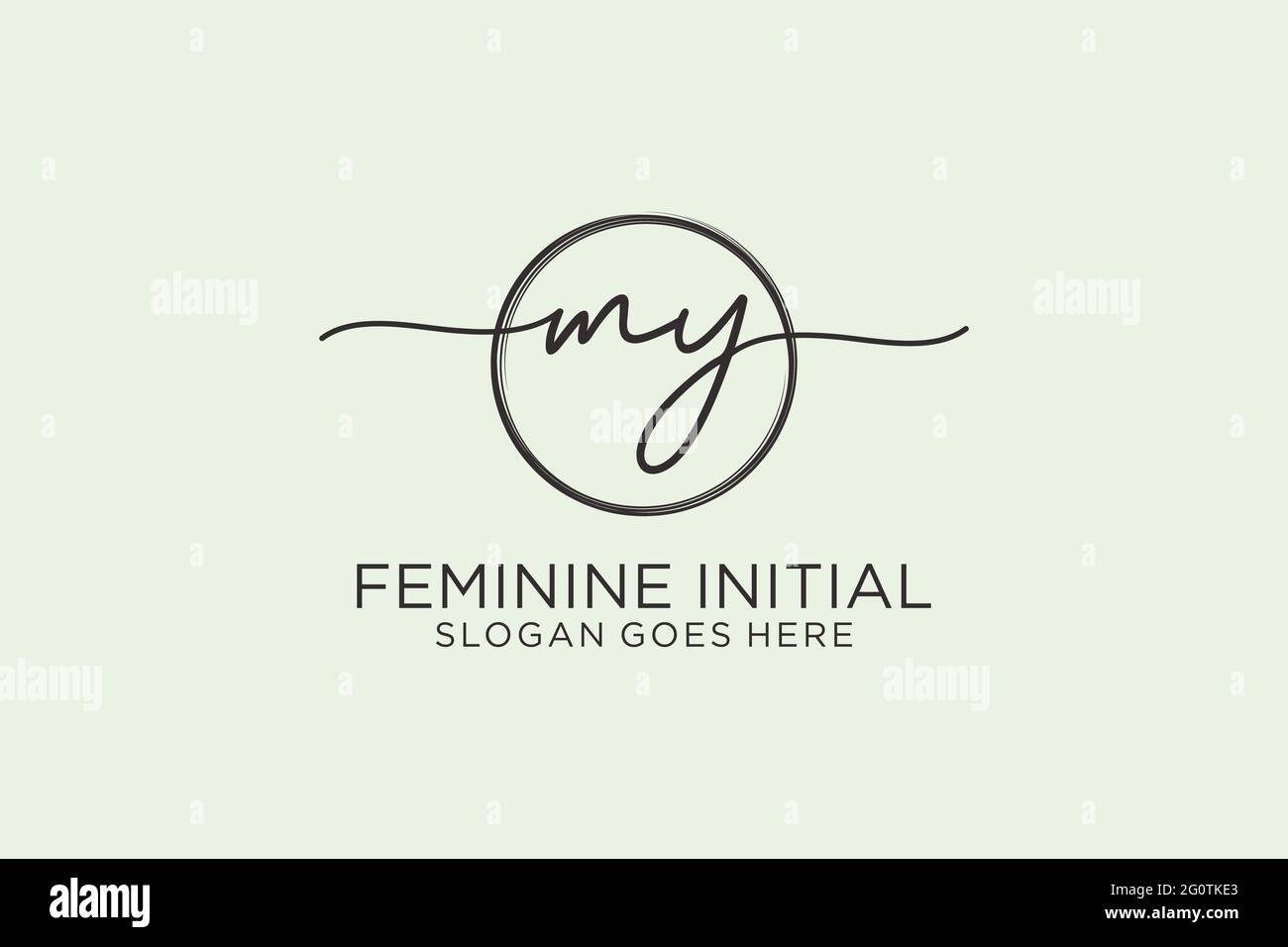 MY handwriting logo with circle template vector logo of initial ...