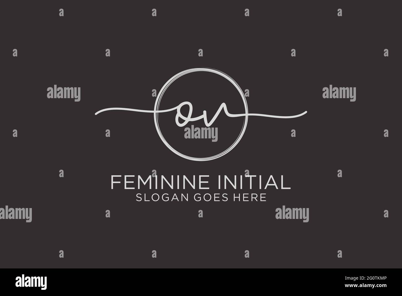 OV handwriting logo with circle template vector logo of initial ...