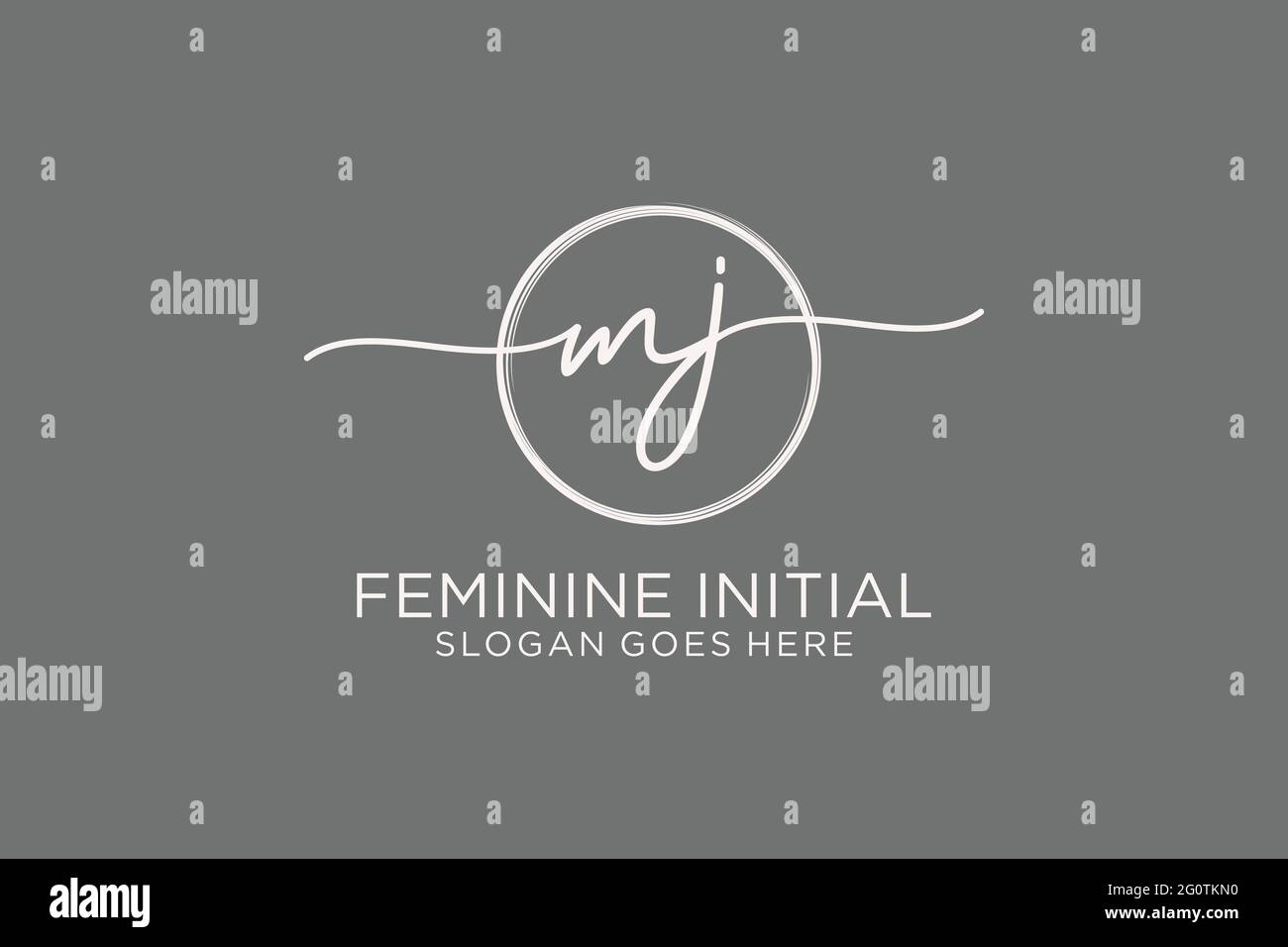 MJ handwriting logo with circle template vector logo of initial ...