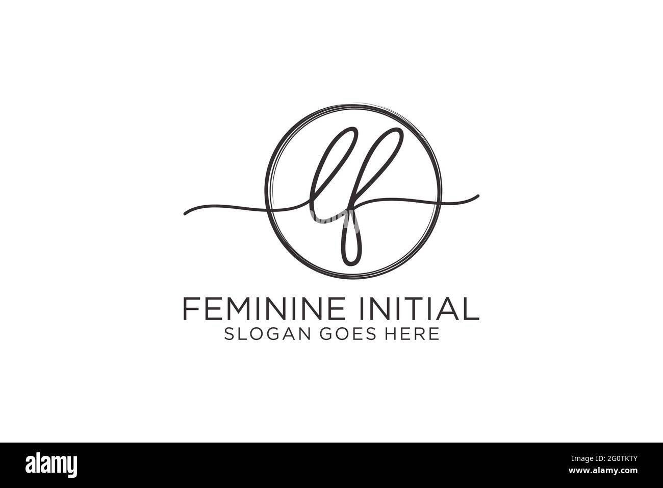 LF handwriting logo with circle template vector logo of initial ...