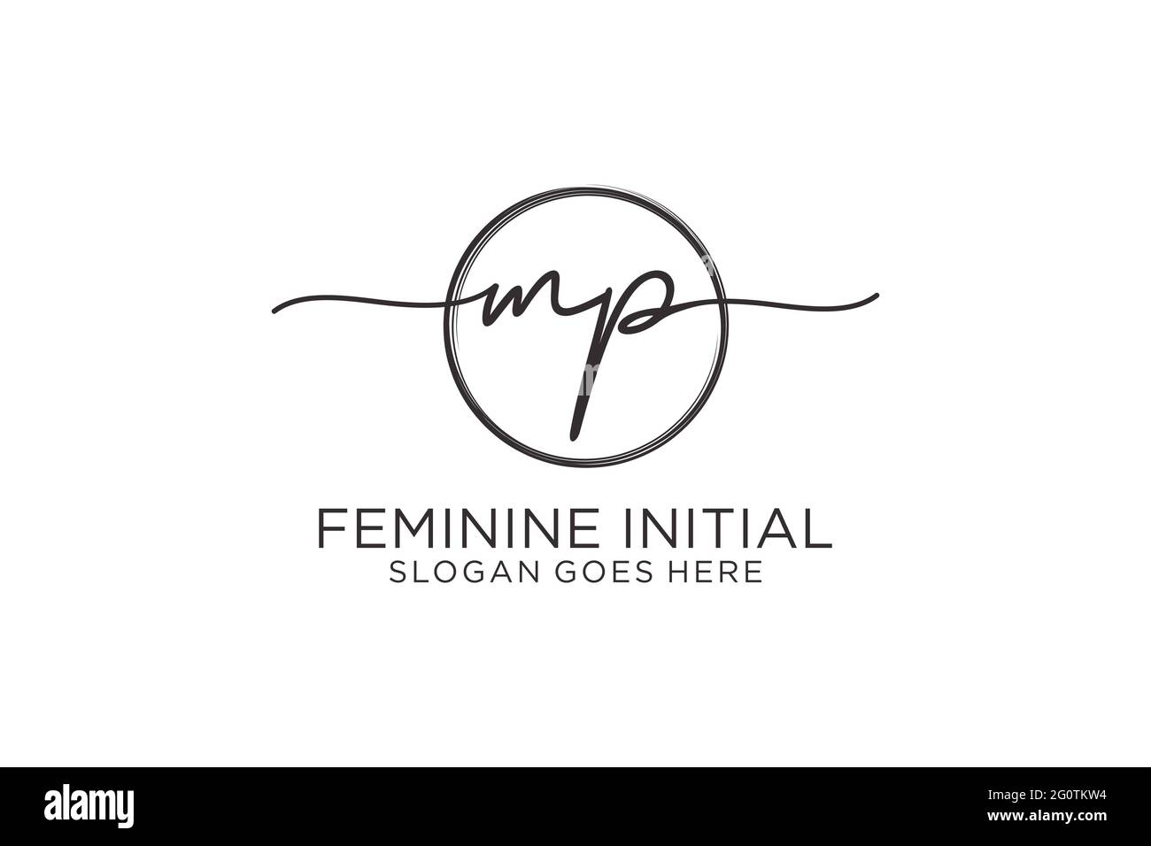 MP handwriting logo with circle template vector logo of initial signature, wedding, fashion ...