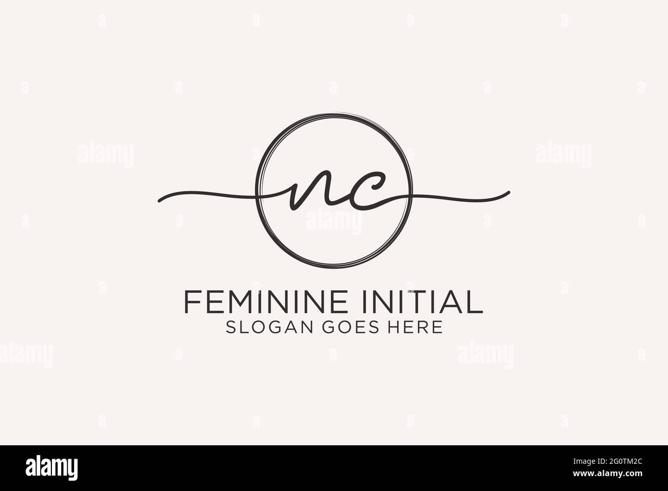 NC handwriting logo with circle template vector logo of initial ...