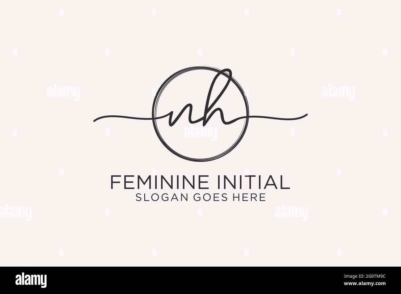 NH handwriting logo with circle template vector logo of initial ...
