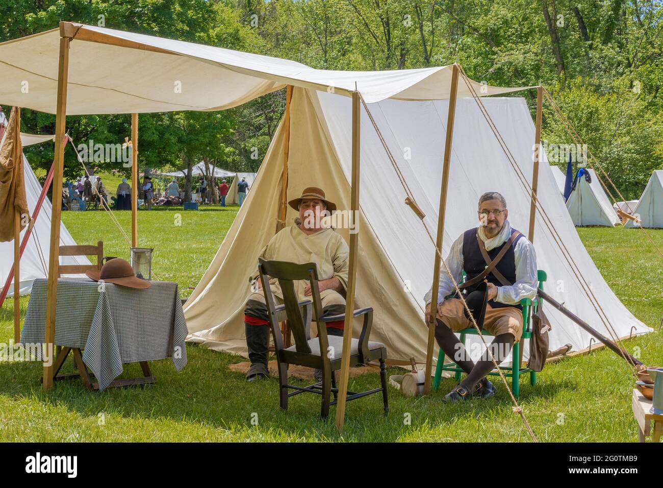 Elizabethton, Tennessee, USA, - May 15, 2021: Reenactment at Sycamore ...