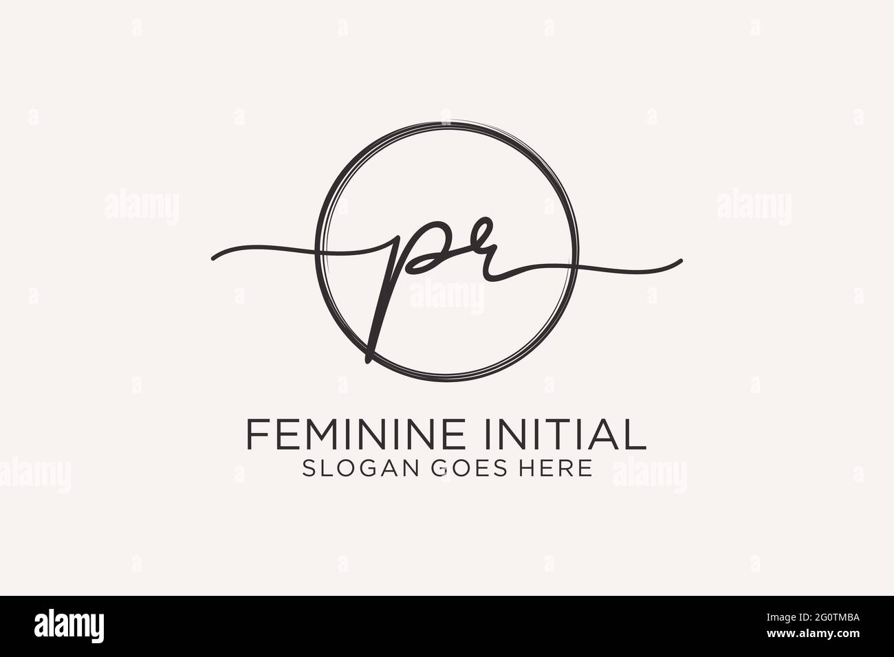 PR handwriting logo with circle template vector logo of initial ...