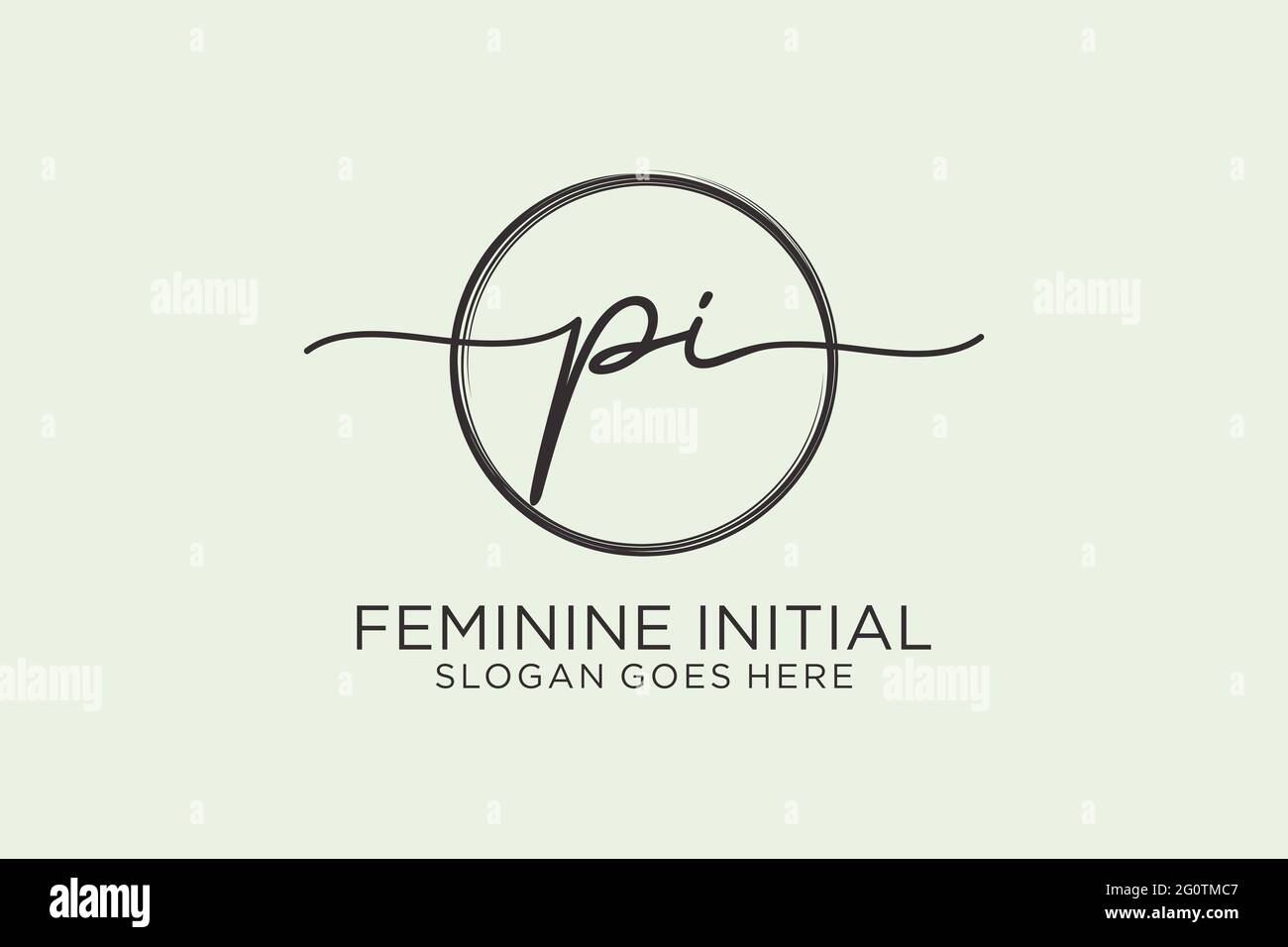 PI handwriting logo with circle template vector logo of initial ...