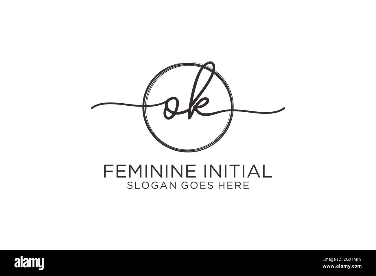 OK handwriting logo with circle template vector logo of initial ...