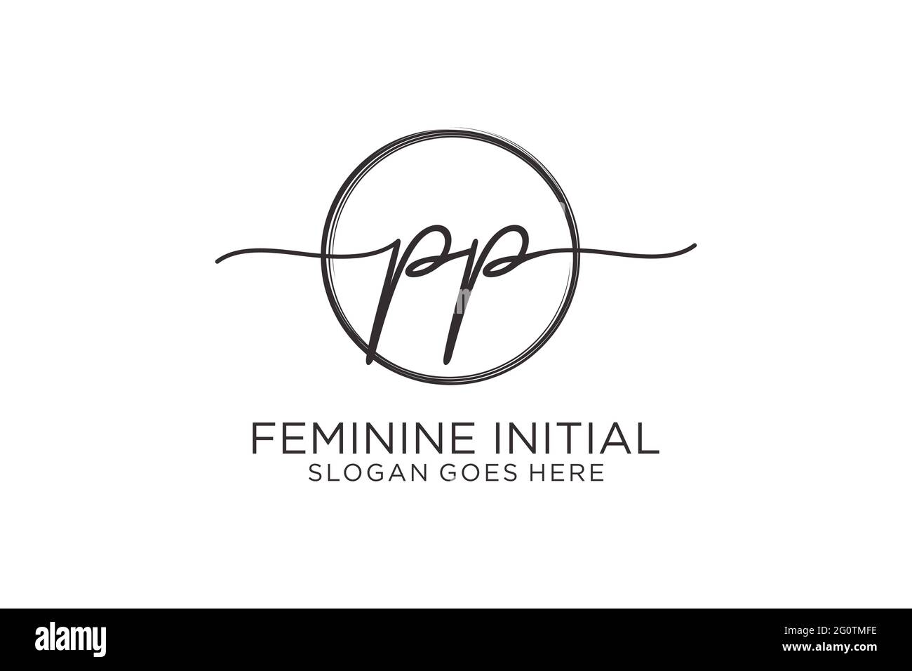PP handwriting logo with circle template vector logo of initial ...