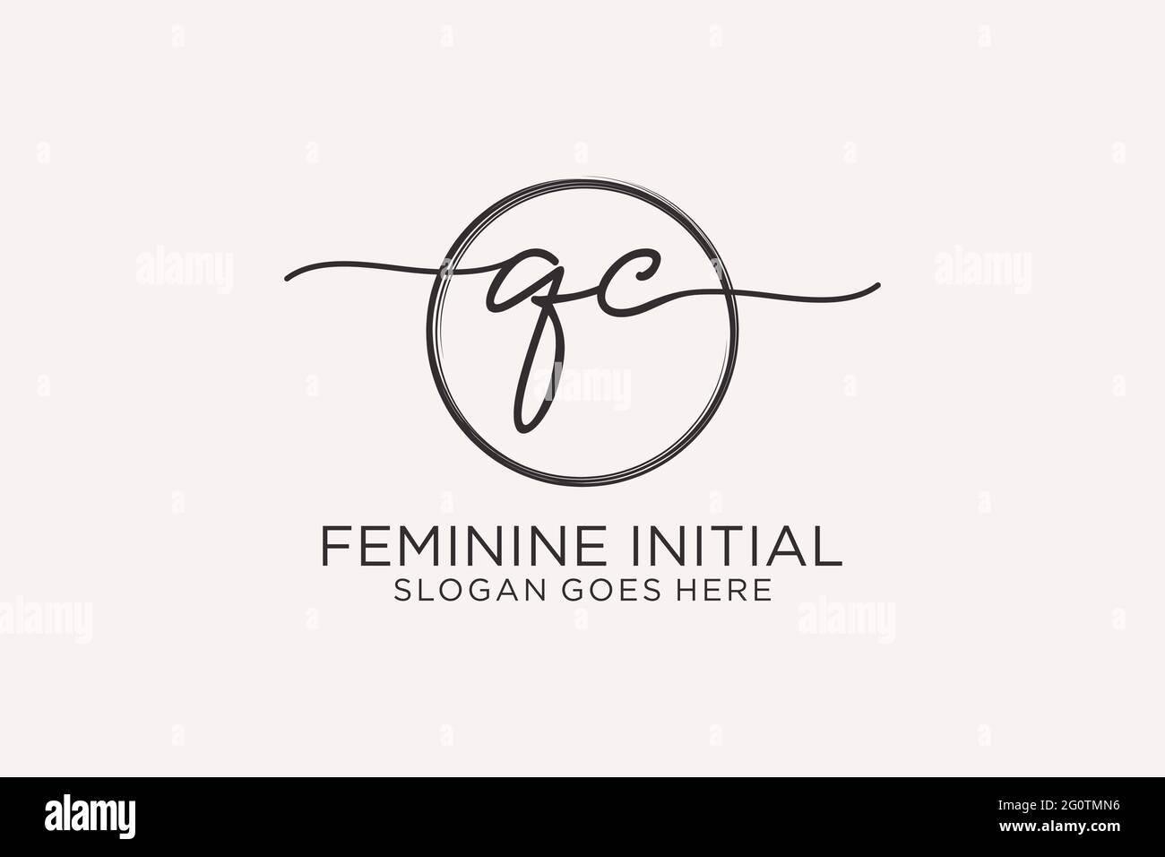 QC handwriting logo with circle template vector logo of initial ...