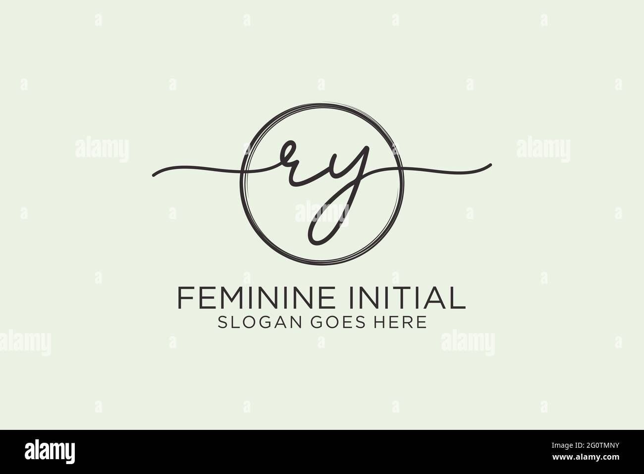 RY handwriting logo with circle template vector logo of initial ...