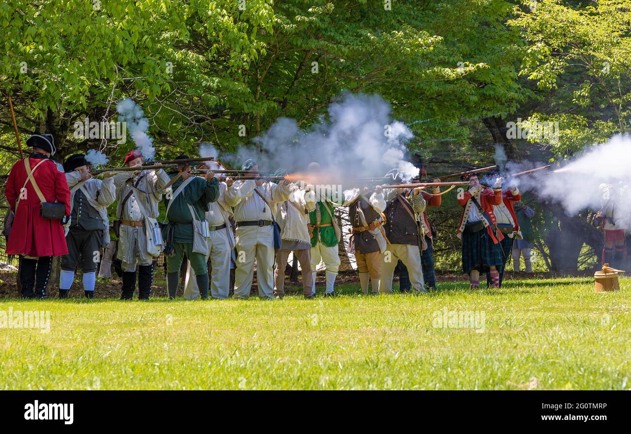 Elizabethton, Tennessee, USA, - May 15, 2021: Reenactment at Sycamore ...