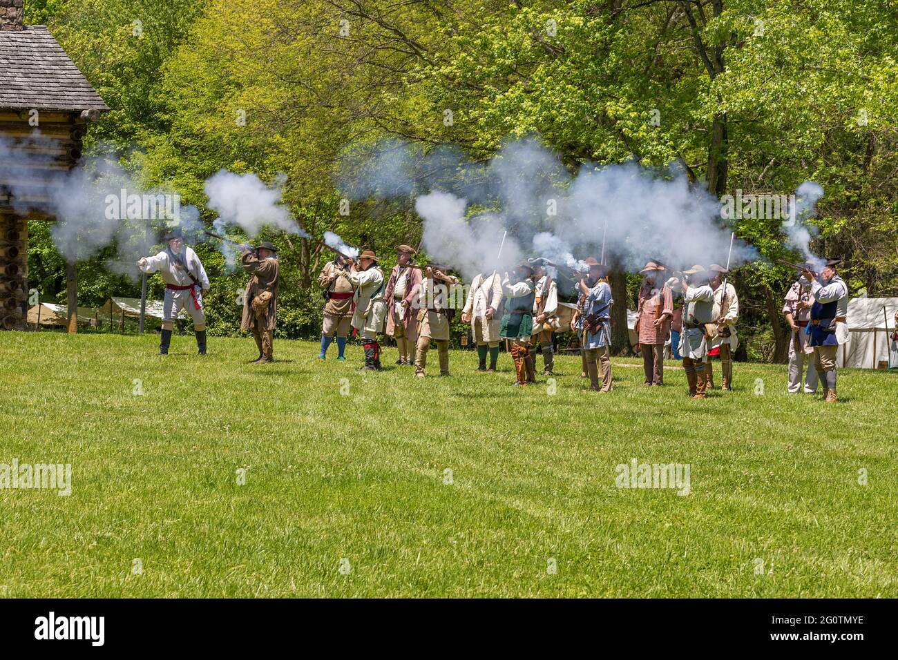 Elizabethton, Tennessee, USA, - May 15, 2021: Reenactment at Sycamore ...