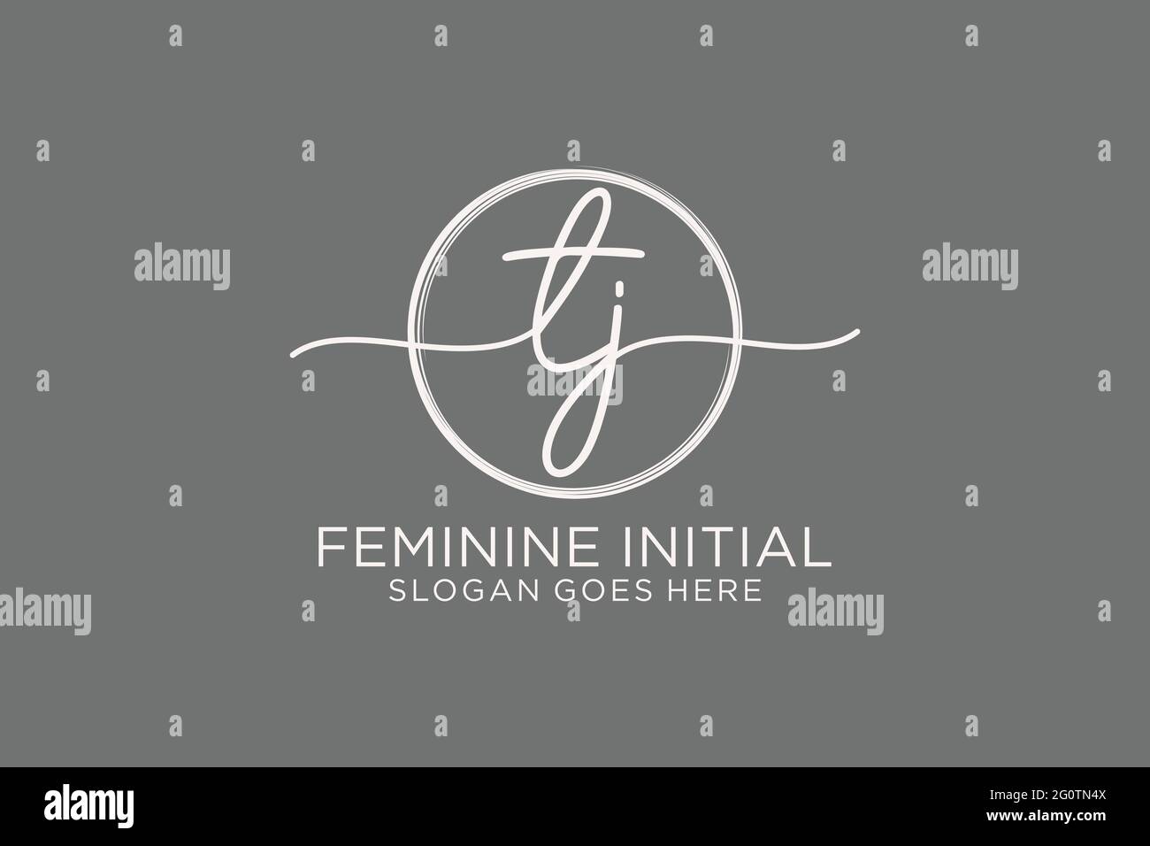 TJ handwriting logo with circle template vector logo of initial ...
