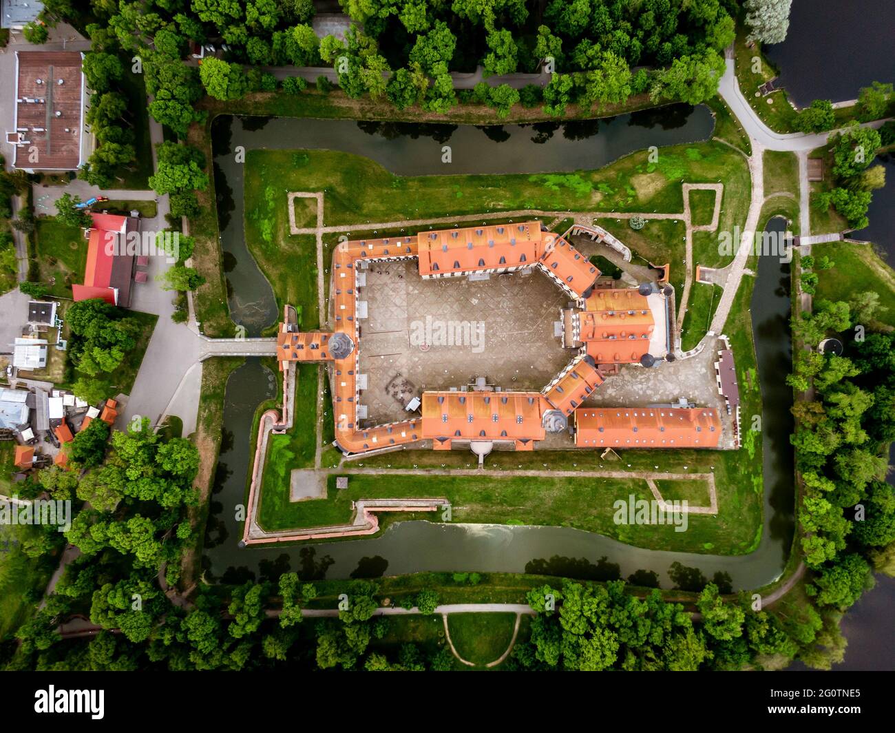 Aerial view of medieval castle Stock Photo - Alamy