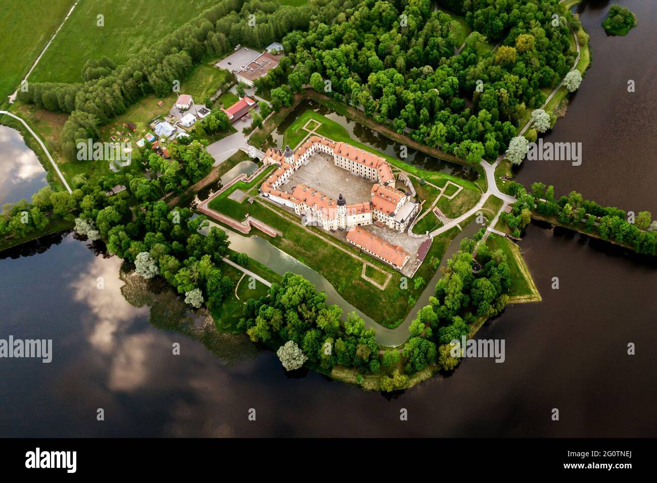 Aerial view of medieval castle Stock Photo - Alamy