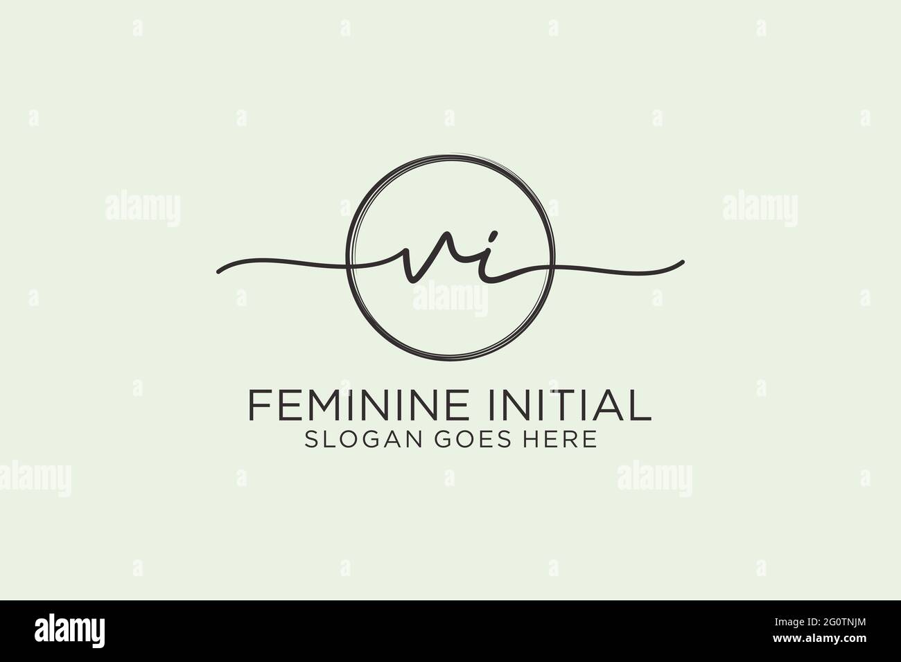VI handwriting logo with circle template vector logo of initial ...