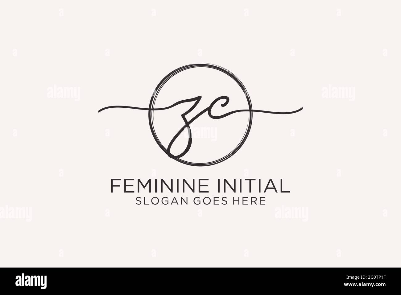 ZC handwriting logo with circle template vector logo of initial signature, wedding, fashion ...