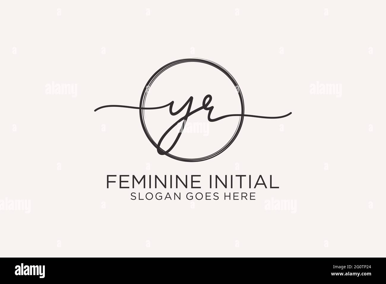 YR handwriting logo with circle template vector logo of initial ...