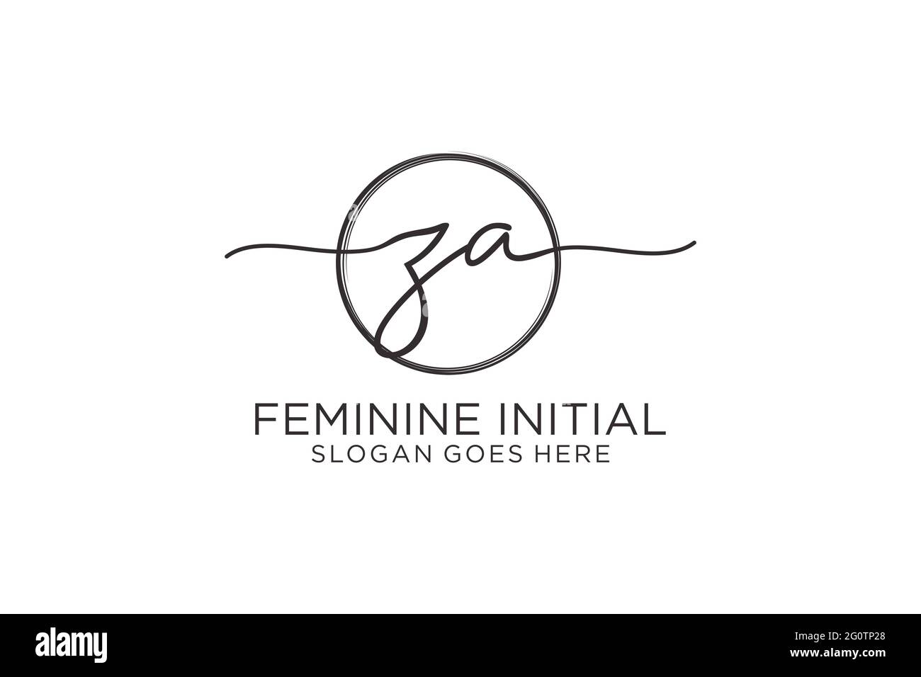 ZA handwriting logo with circle template vector logo of initial ...